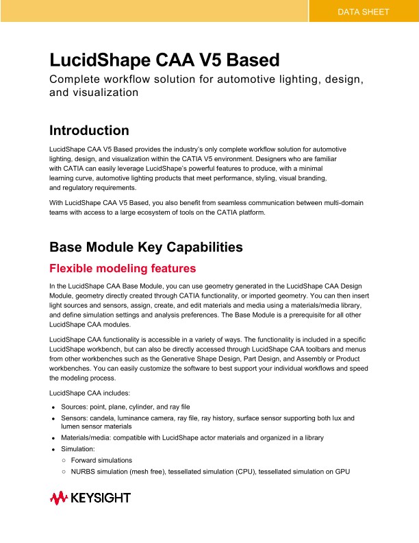 LucidShape CAA V5 Based PDF Asset Page | Keysight
